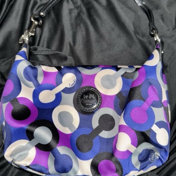 Coach | Bags | Coach Blue And Purple Mini Bag With Geometric Design ...